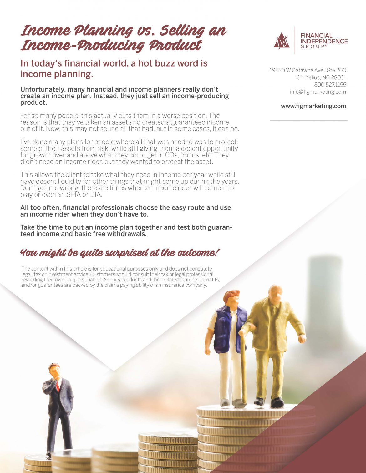 Income Planning vs. Selling an Income-Producing Product – FIG Marketing